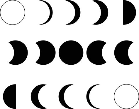 Moon Phases Black Icon On White Background Lunar Phases Sign The Sun A Solar Eclipse Symbol