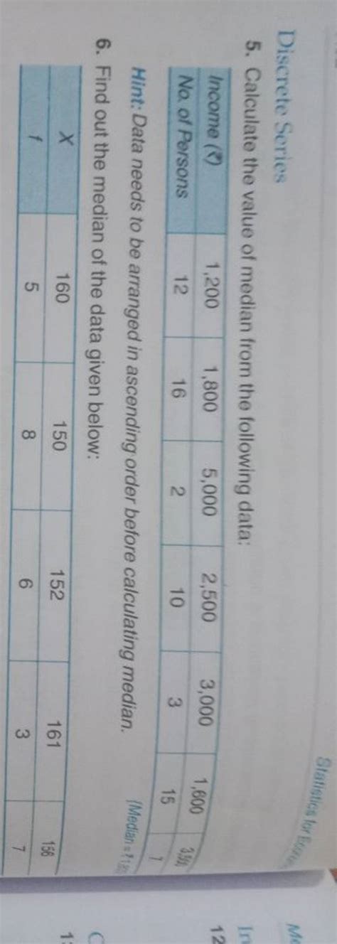 Discrete Series 5 Calculate The Value Of Median From The Following Data