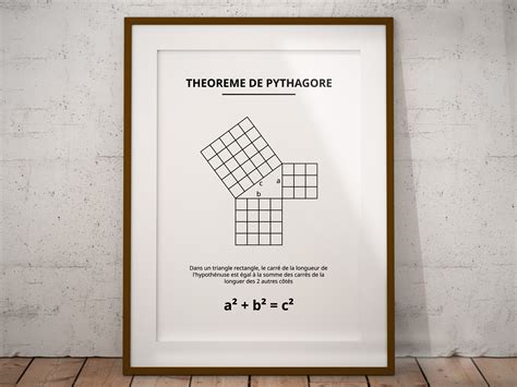 Pythagoras Theorem Posters Printable Wall Art Sizes French Mathematics Basics Poster Playful