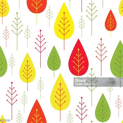 추상 장식 나무와 화려한 단풍과 흰색 바탕에 동그라미와 함께 완벽 한가 야채 패턴입니다 벡터 배경입니다 가을에 대한 스톡 벡터