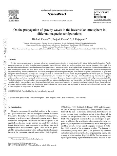 Pdf On The Propagation Of Gravity Waves In The Lower Solar Atmosphere