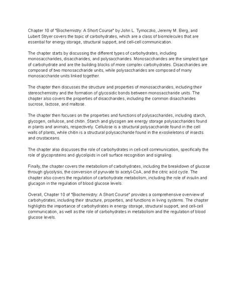 Biochem 10 Lecture 10 Chapter 10 Of Biochemistry A Short Course By John L Studocu