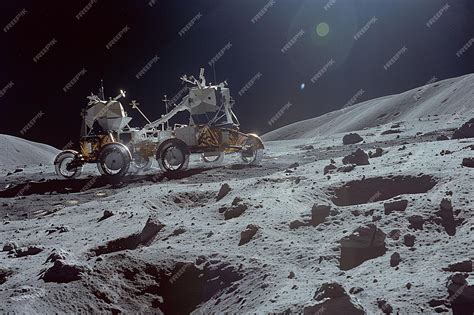 Premium Photo Maneuvering Through Rugged Terrain The Lunar Rover Generative Ai