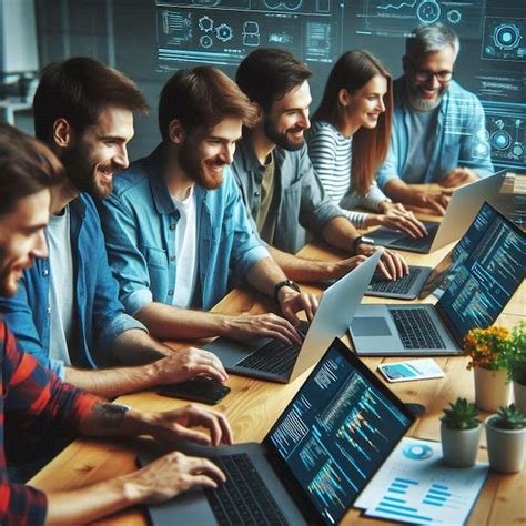 Software Developers Collaborating Premium Ai Generated Image