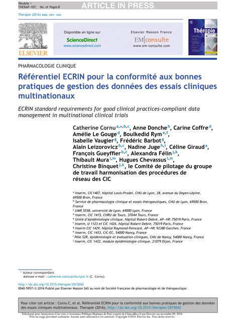 Pdf [ecrin Standard Requirements For Good Clinical Practices Compliant Data Management In