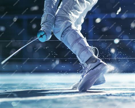 Close Up Of Fencer S Precise Lunge Demonstrating Agile Footwork In
