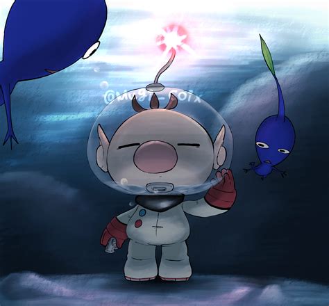 Olimar And Blue Pikmin Pikmin Drawn By Usuba Hatomugip Danbooru