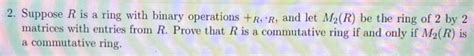 Solved 2 Suppose R Is A Ring With Binary Operations R R Chegg Com