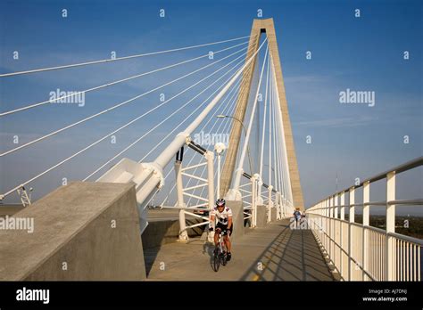 Pedestrian Traffic On The Arthur Ravenel Jr Bridge Also Known As The Cooper River Bridge