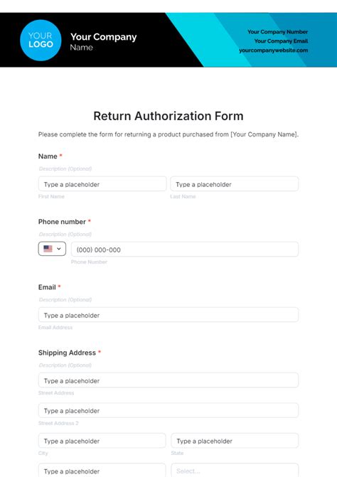 Free Return Authorization Form Template To Edit Online