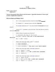 CS110 Hmk02 Questions Docx CS 110 Introduction To Computer Science Name Gregory Haynes