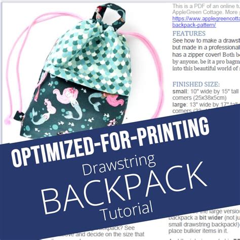 Drawstring Backpack Printable Tutorial Pdf