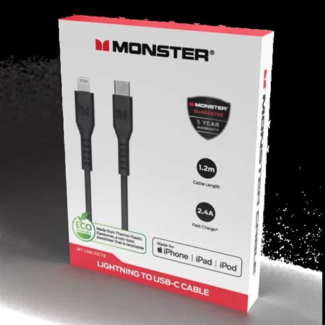 Lightning To Usb C Cable Black M Monster
