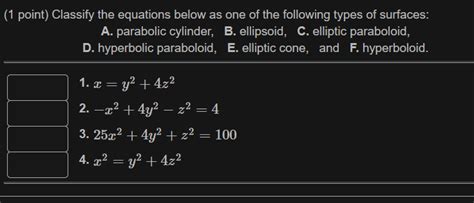 Solved 1 Point Classify The Equations Below As One Of The