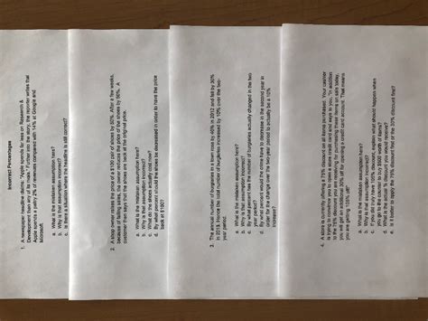 Solved Incorrect Percentages 1 A Newspaper Headline Claims