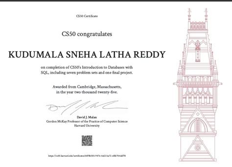 cs50 harvardx databases sql python flask lifelonglearning… kudumala sneha latha reddy