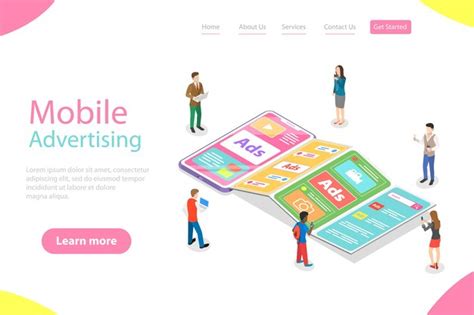 Premium Vector Flat Isometric Vector Landing Page Template Of Mobile Advertising