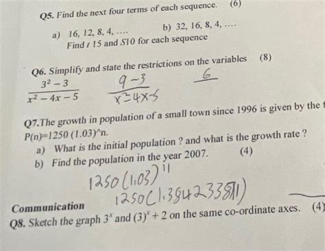 Solved Q5 Find The Next Four Terms Of Each Sequence 6 A
