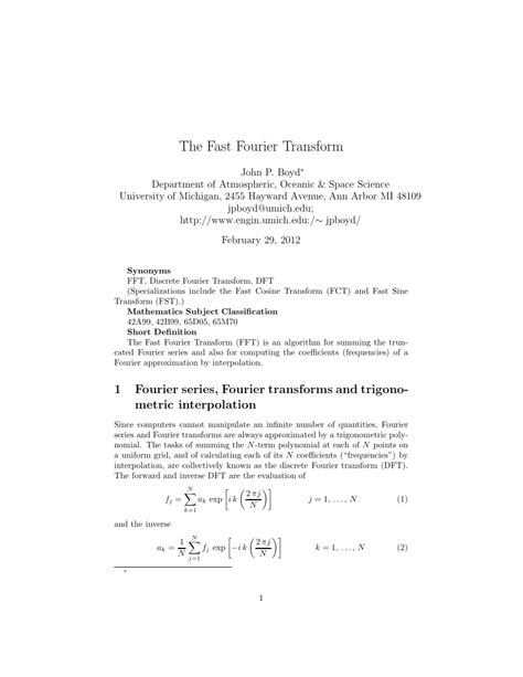 Pdf Fast Fourier Transform