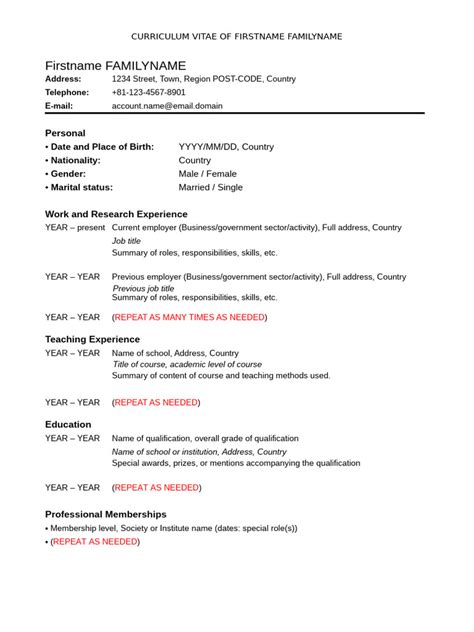 Kuas Graduate Curriculumvitae Form Pdf