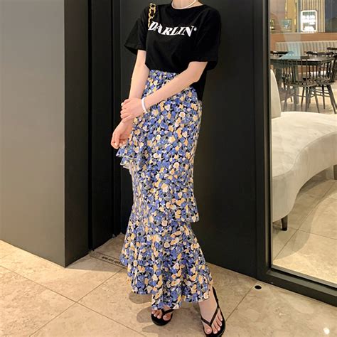 다미님 2컬러 하이웨스트 롱스커트 밴딩 셔링 프릴 언발 트임 캉캉 여행 플라워 실크 임산부 임부복 편한 빅사이즈 도트 무지 배색 체크 롱치마 데님 하객룩 스판 리본 스트링