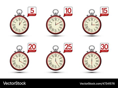 Vintage Stopwatch With 5 10 15 20 25 And 30 Vector Image