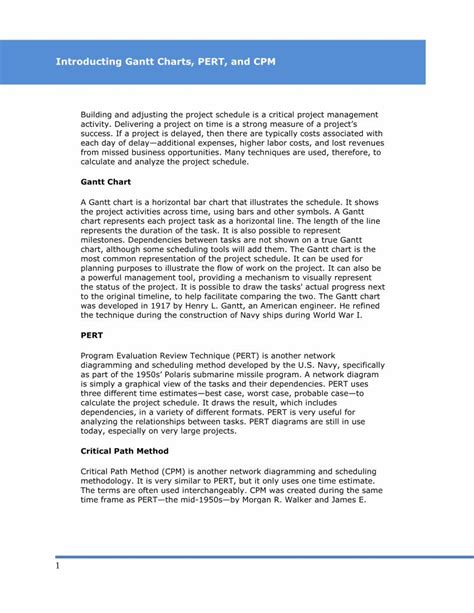Pdf Introducting Gantt Charts Pert And Cpm Colorado Tech · A Gantt Chart Is A Horizontal