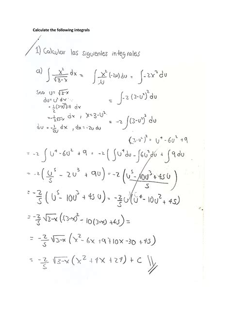 SOLUTION Calculate The Following Integrals Solved Calculus Exercises Studypool