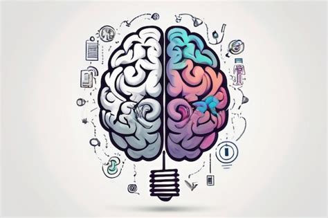 Left Right Human Brain Concept Creative Part And Logic Part With Social And Business Doodle