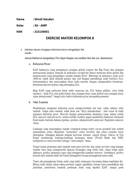 Exercise Materi Kelompok 8 Pdf Bisnis