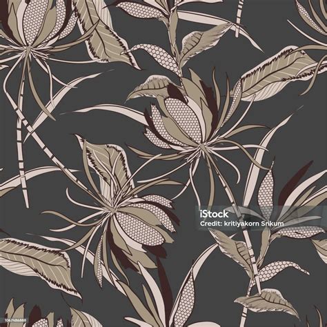 이국적인 꽃과 나뭇잎 폴카 도트 패턴 모던 스타일 디자인 패션 섬유 및 모든 지문에 대 한 라인 입력에서 그린의 완벽 한 패턴 0명에 대한 스톡 벡터 아트 및 기타 이미지