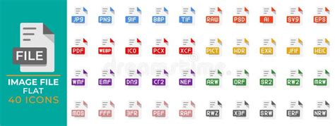 Set Document Format Image Flat Icons  Pdf Psd Svg Eps Extension Format File Type Symbol