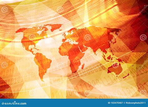 Abstract World Map With Binary Numbers Background Stock Illustration