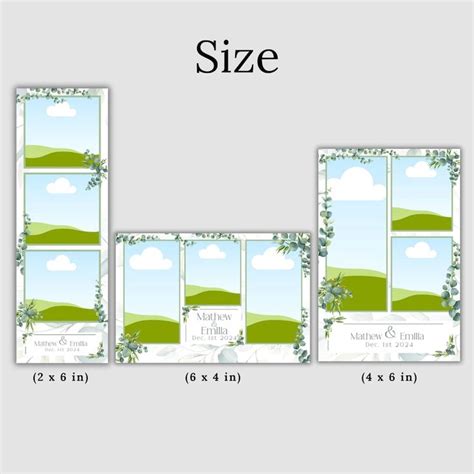 Wedding Photobooth Template 2x6 4x6 6x4 With Green Tiny Leaves Wedding Photo Booth Template With
