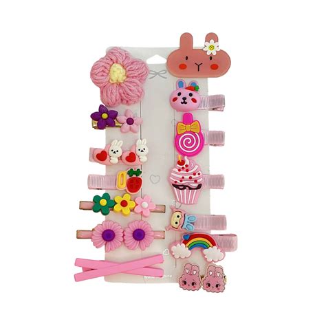 ⭐️ خرید اینترنتی گیره مو دخترانه مدل فانتزی سیلیکونی تدی مجموعه 14 عددی