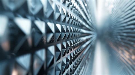 An Abstract Steel Surface Reflecting Precision Engineering With Polished Geometric Patterns