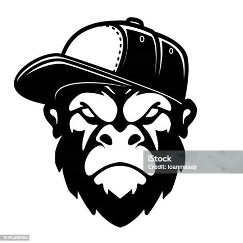 모자를 쓴 원숭이의 그림 티셔츠 포스터 카드 엠블럼 디자인 요소 오랑우탄에 대한 스톡 벡터 아트 및 기타 이미지 오랑우탄