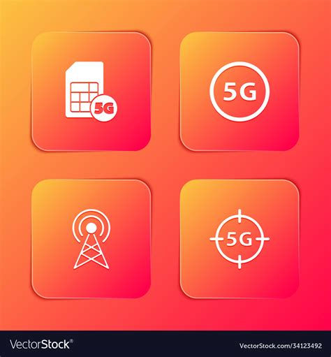 Set 5g Sim Card Network Antenna And Icon Vector Image