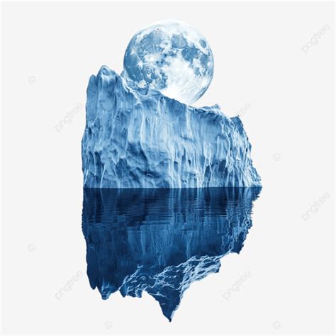 보름달이 떠 있는 빙산의 경치 빙산 대양 보름달 Png 일러스트 및 이미지 에 대한 무료 다운로드 Pngtree