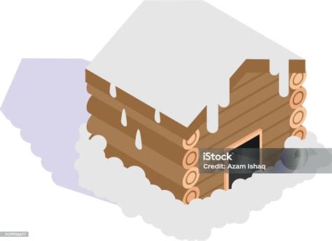 눈 개념의 통나무집 목조 오두막 벡터 아이소메트릭 아이콘 디자인 겨울 시즌 활동 기호 추운 날씨 기호 눈과 서리 스톡 일러스트 건축에 대한 스톡 벡터 아트 및 기타 이미지
