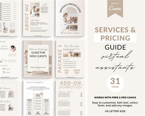 Virtual Assistant Services And Pricing Template Pricing Guide Price List Services Template
