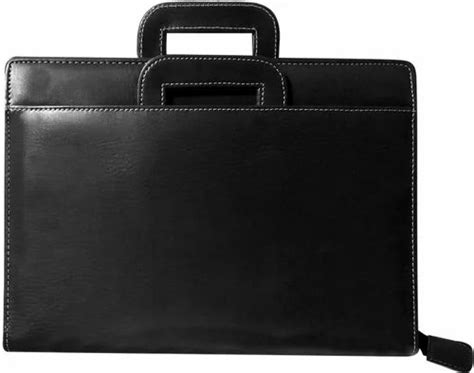 Black Leather Document File Folder With Handle For Office Regular Daily A At Piece In