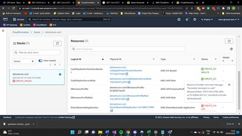 Amazon Web Services Aws Cloudformation Beanstalkapplication Error Exceeded Attempts To Wait