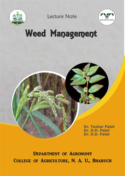 Pdf Weed Management Lecture Note