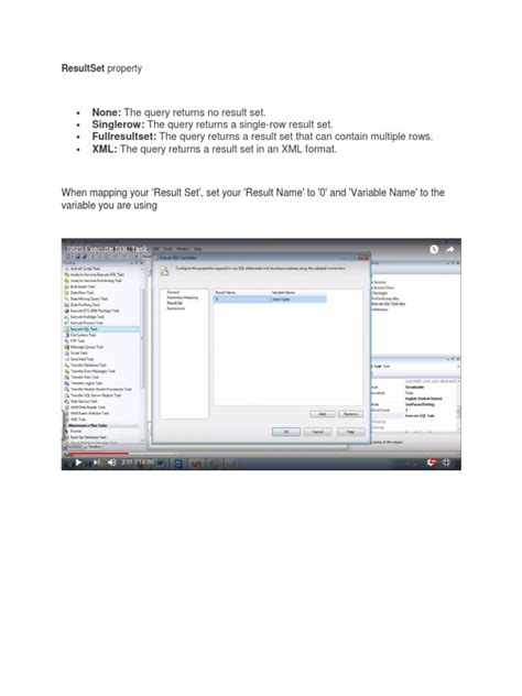 When Mapping Your Result Set Set Your Result Name To 0 And Variable Name To The
