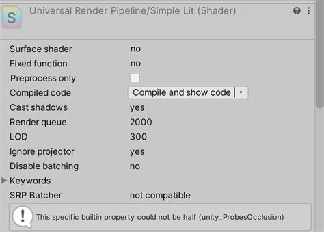 Some Of The URP Shaders Are Not Compatible With SRP Batcher Unity