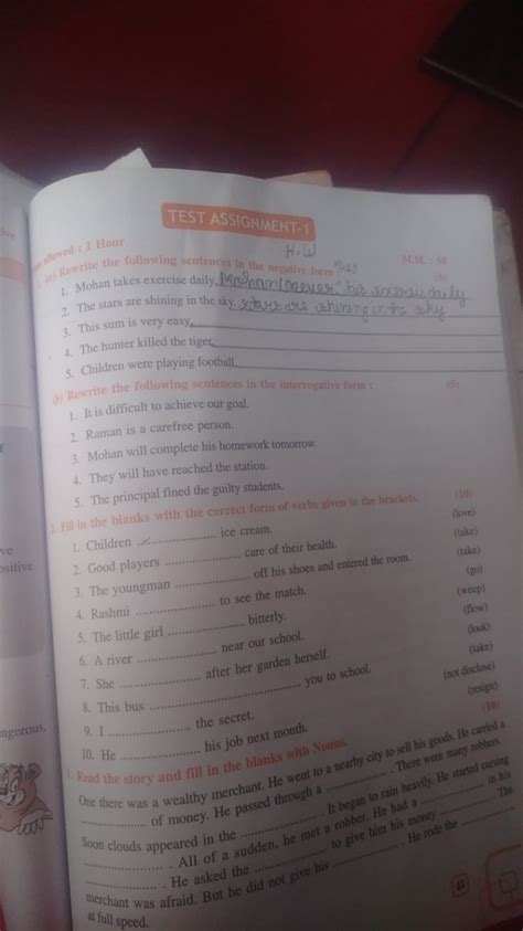 test assignment 1h cu 4 rewrite the following sentences lot the negat