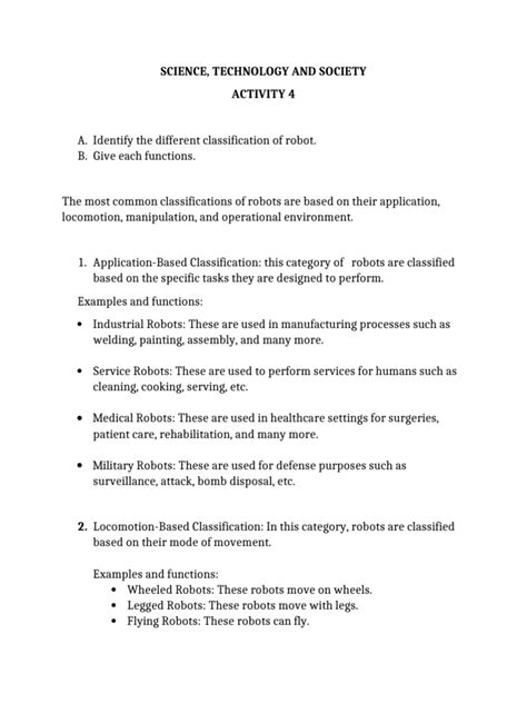 Identify The Different Classification Of Robot Pdf