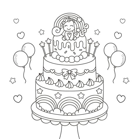 Unicorn Cake Coloring Pages Coloringlib