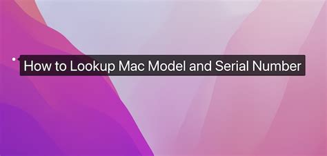 How To Look Up Your Mac Model And Serial Number